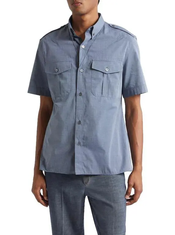 MAISON MARGIELA Foldable Short Sleeve Button-down Shirt - Blue