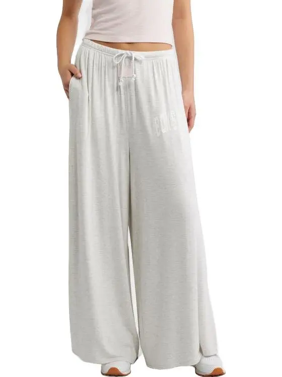 BOYS LIE Leah Wide Leg Lounge Pants With Graphic Detail - Grey