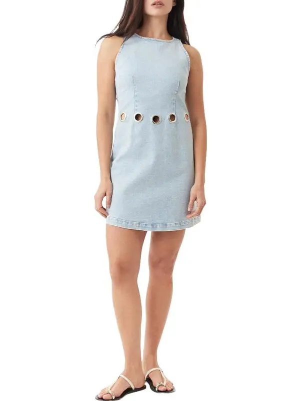 Habitual Grommet Embellished Denim Mini Dress - Glacier