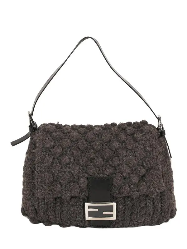 FWRD RENEW Fendi Crochet Mama Baguette Shoulder Bag - Gray