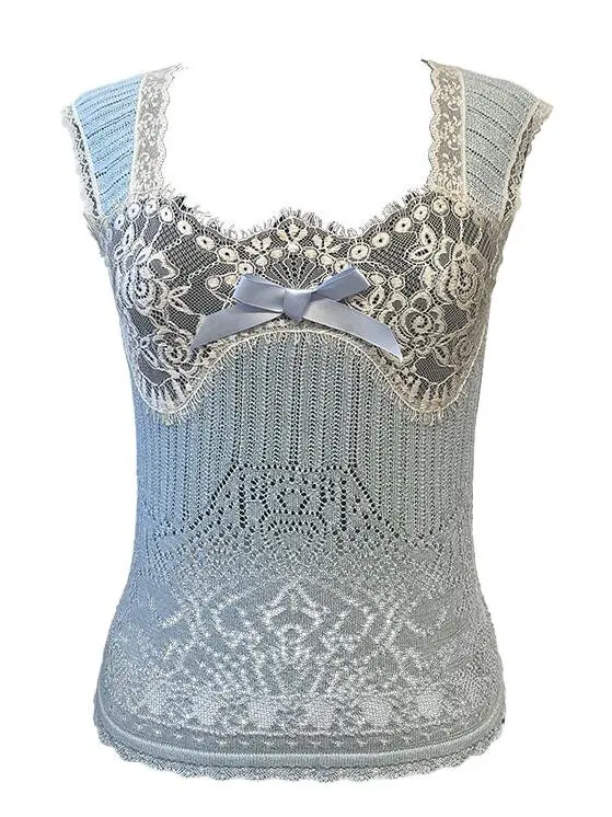 Anna Sui Lingerie Lace Knit Camisole - Blue
