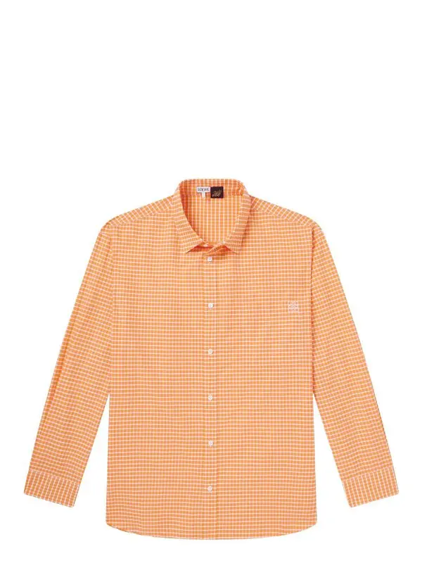 Loewe Paula's Ibiza Anagram-embroidered Checked Cotton-poplin Shirt - Orange