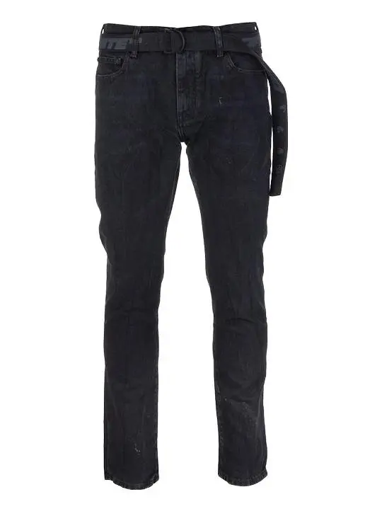 Off-White Tapered Belt Jeans - Black