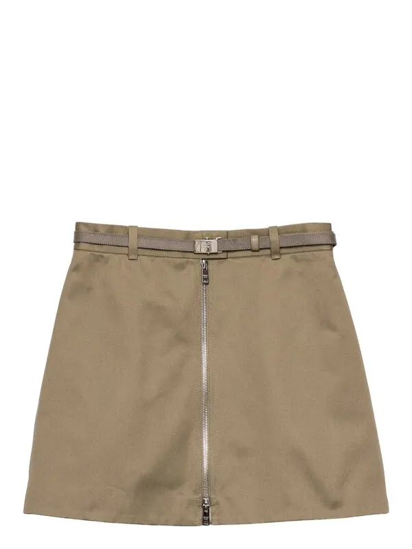 Prada Chino Mini Skirt With Zipper Detail - Grey
