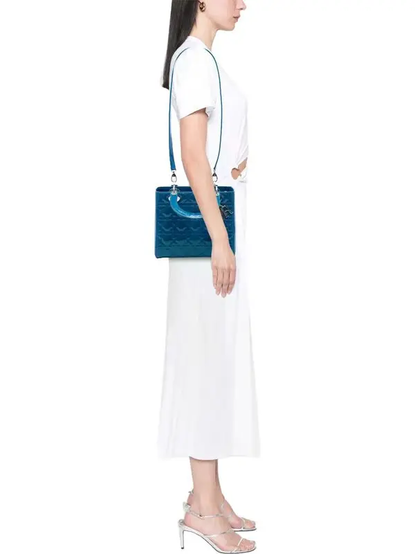 Dior Patent Cannage Lady Satchel - Blue