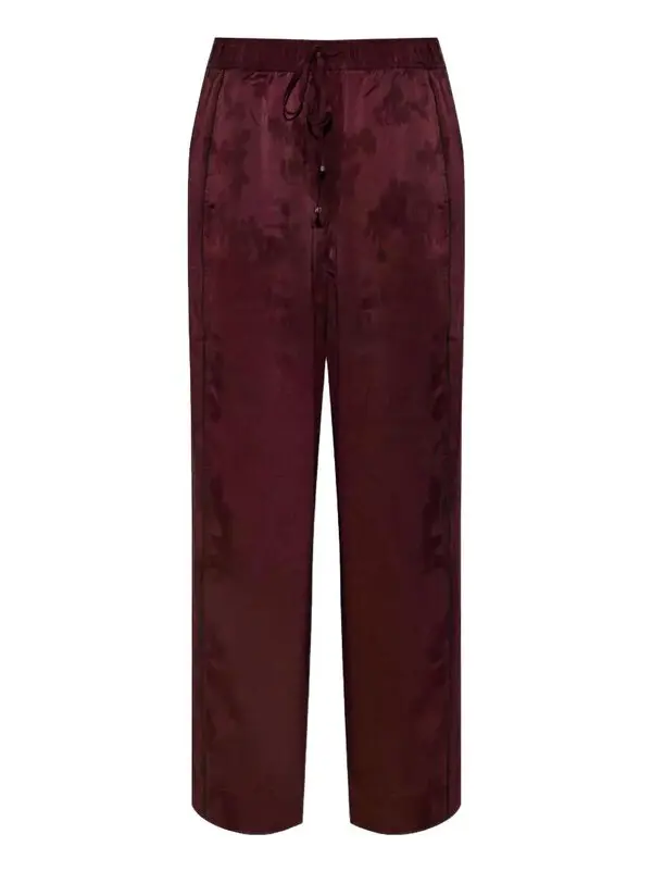 GANNI Burgundy Floral Motif Trousers - Red
