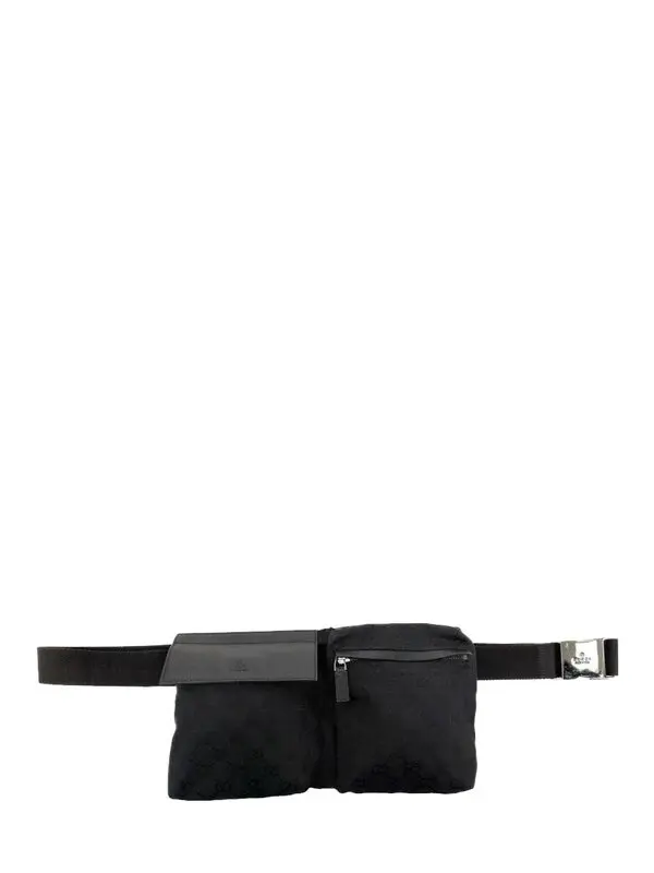 Gucci Gg Canvas Double Pocket Belt Bag - Black