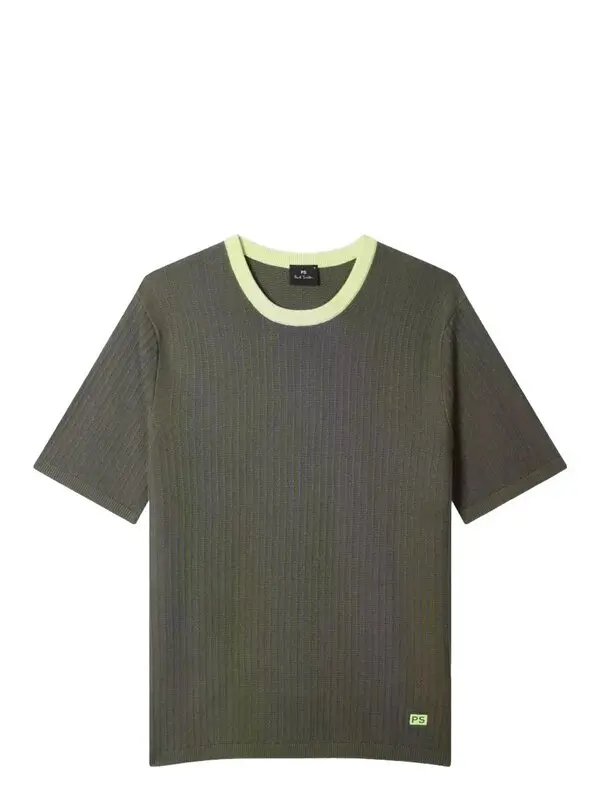 Paul Smith Textured Cotton Knitted T-shirt - Green