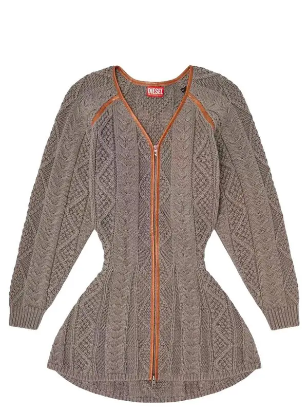DIESEL® M-intesse Cable Knit Zip-up Dress - Grey