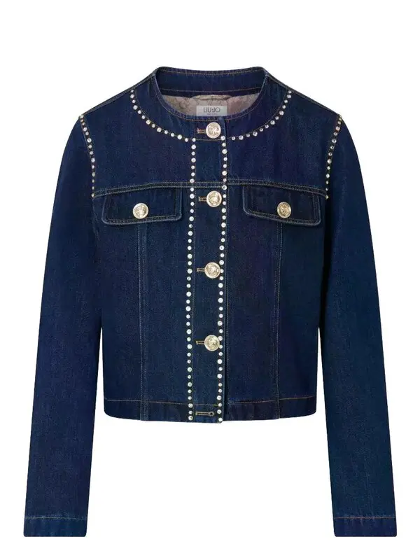 Liu Jo Embellished Slim Fit Denim Jacket - Blue
