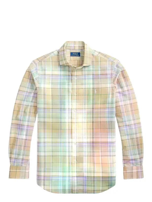Polo Ralph Lauren Plaid-check Embroidered-logo Shirt - Neutrals