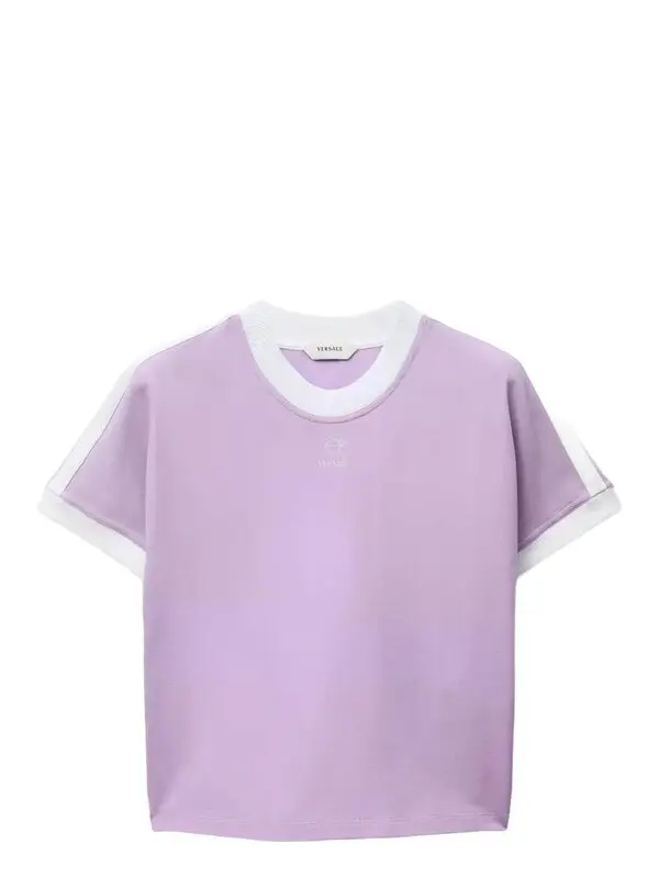 Versace Embroidered Logo Stretch Cotton-jersey T-shirt - Purple