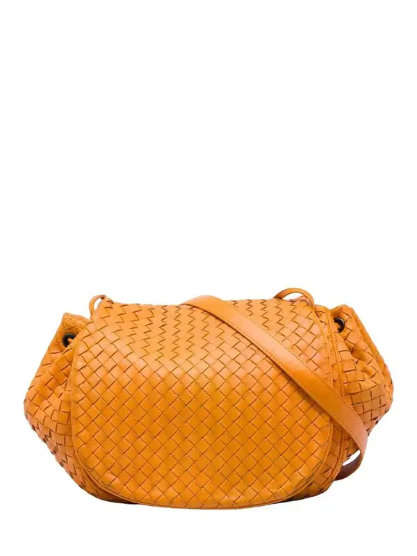 Bottega Veneta Woven Nappa Leather Flap Crossbody Bag - Orange