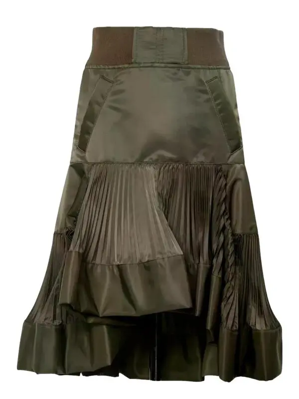 Sacai Pleated Panelled Maxi Skirt - Green