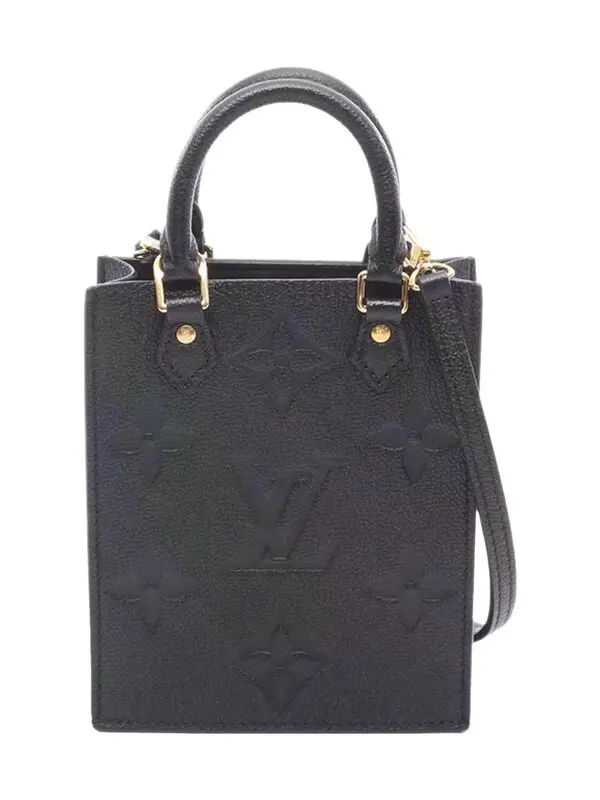 LOUIS VUITTON Monogram Empreinte Petit Sac Plat Satchel - Black