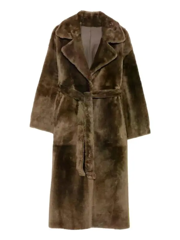 ARMA Belted Shearling Coat - Brown