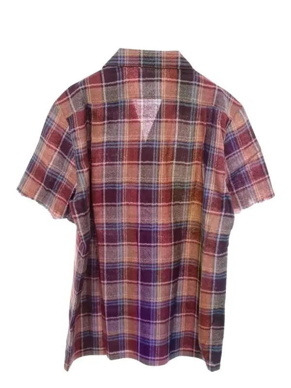 Saint Laurent Embroidered-logo Plaid Shirt - Red