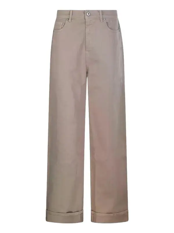 P.a.r.o.s.h Wide Leg Trousers With Turn-up Cuffs - Neutrals
