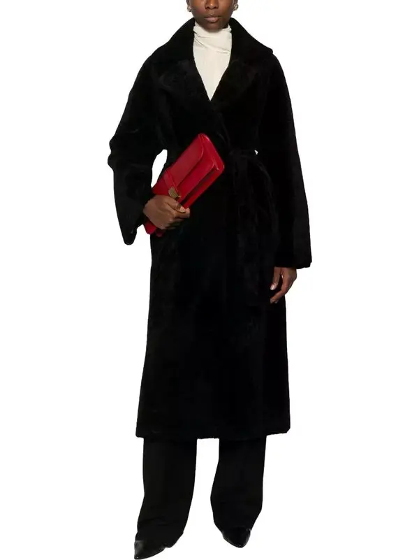 ARMA Belted Shearling Coat - Black
