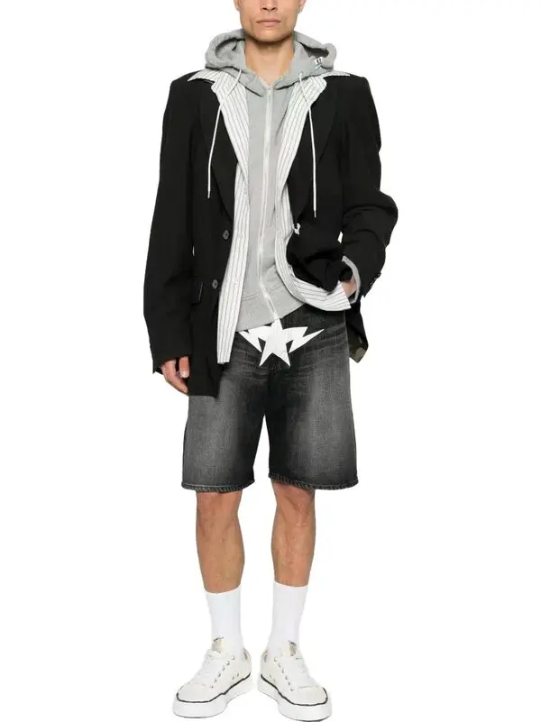 A BATHING APE Star-print Denim Shorts - Black