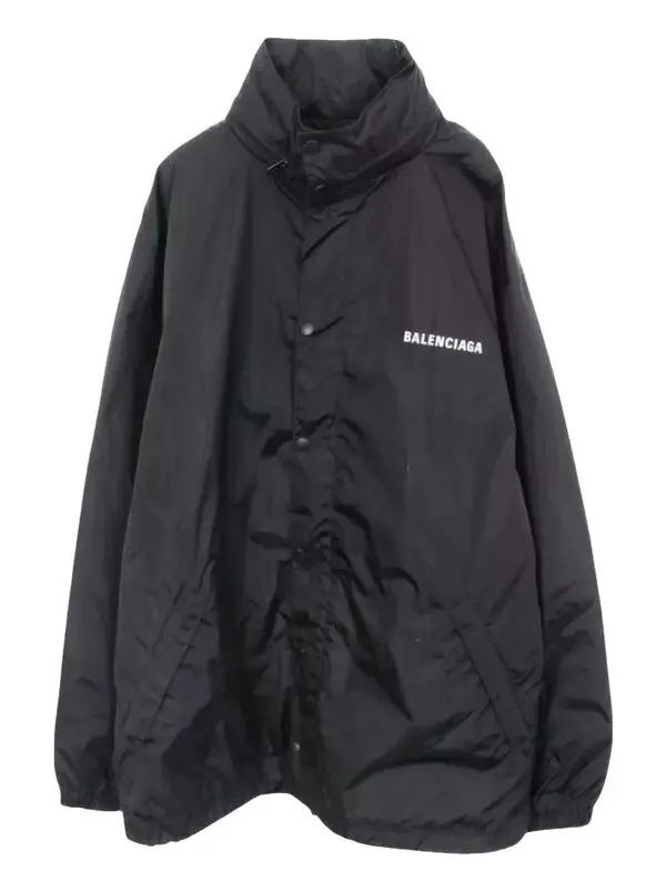 Balenciaga 2000s Logo Print Hooded Jacket - Black