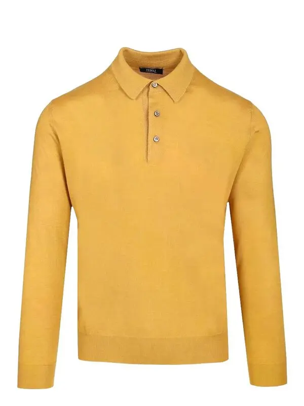 Fedeli Fine-knit Polo Sweater - Yellow