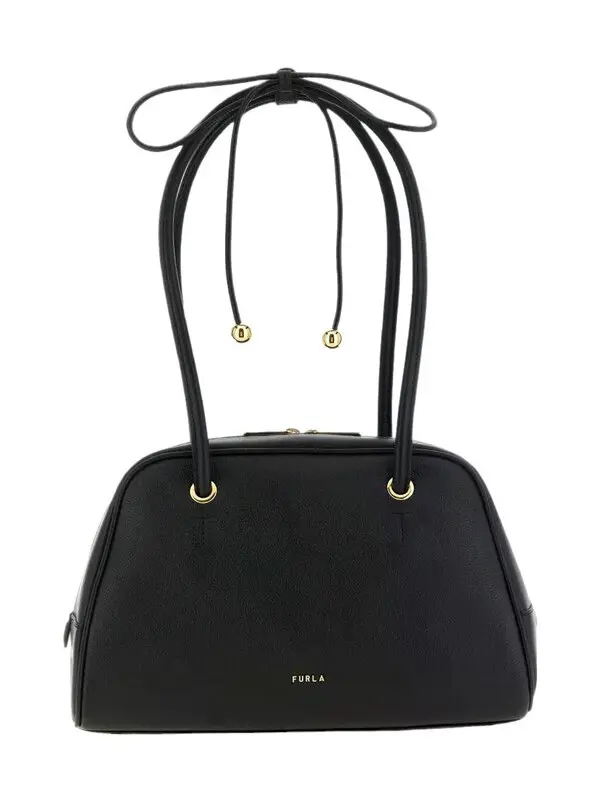Furla Poppy Leather Tote Bag - Black