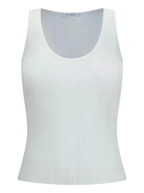 Max Mara Ribbed-knit Scoop-neck Tank Top - White