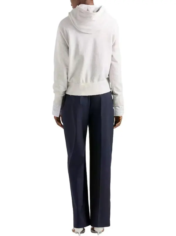 Prada Cotton Fleece Hoodie With Jewel Brooch - Grey