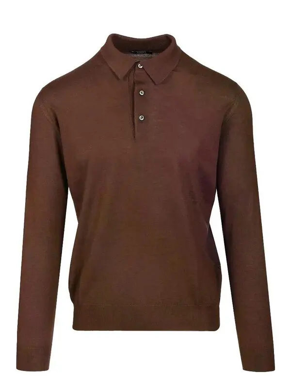 Fedeli Button-fastening Fine-knit Sweater - Brown