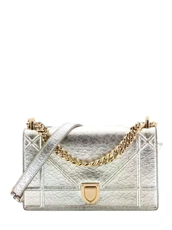 Dior Diorama Flap Bag Crackled Deerskin Small Shoulder Bag - Metallic