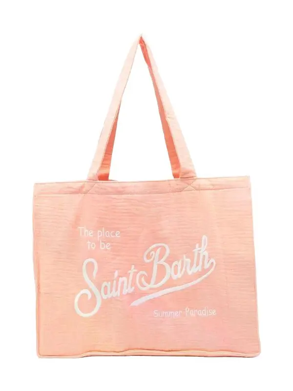 MC2 SAINT BARTH Logo Embroidered Beach Bag - Orange