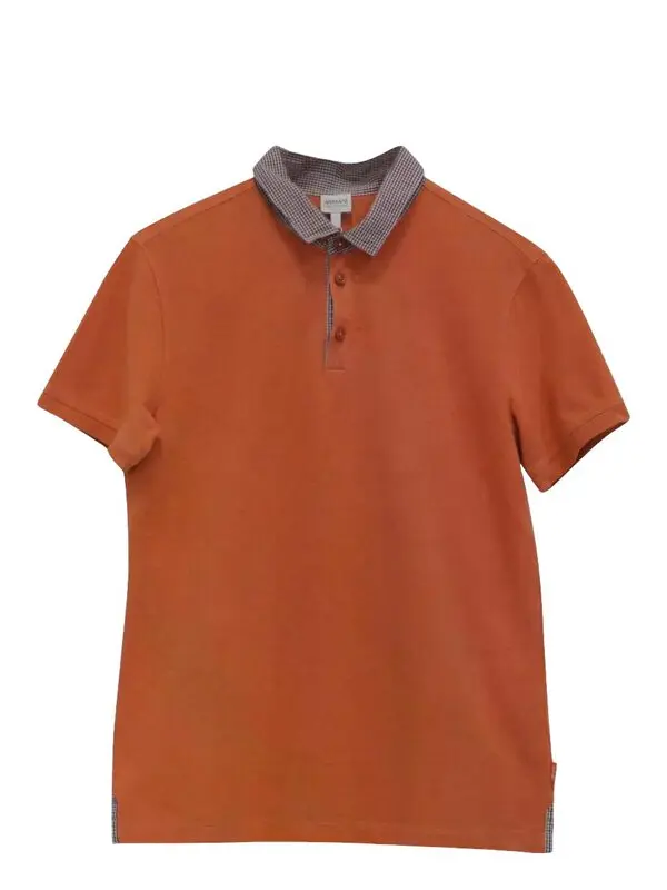 Giorgio Armani Checked-collar Polo Shirt - Orange