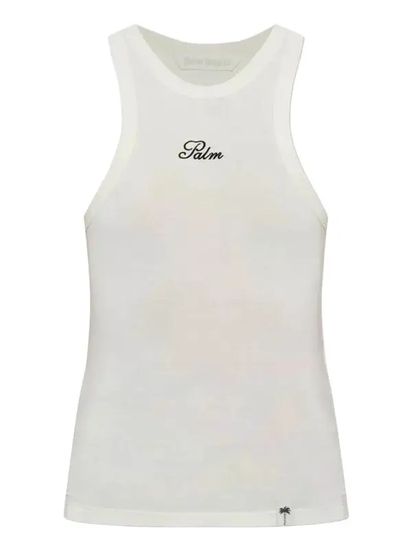 Palm Angels Embroidered Logo Racer Back Tank Top - Neutrals