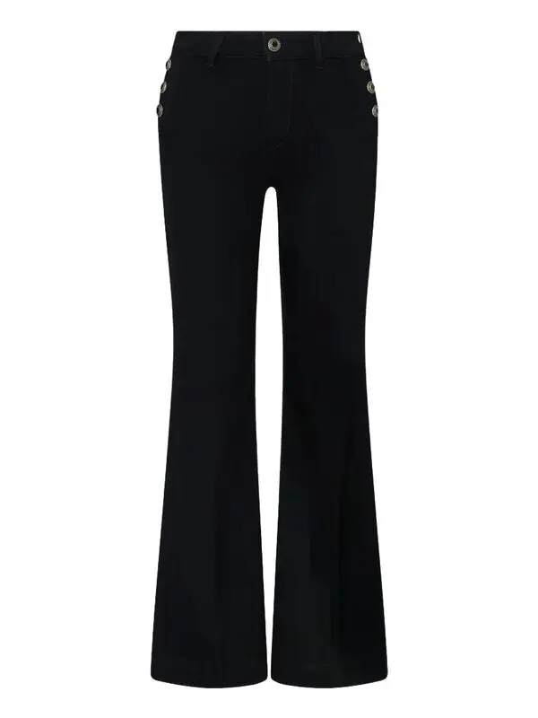 Liu Jo High Waist Flare Jeans With Jewel Buttons - Black