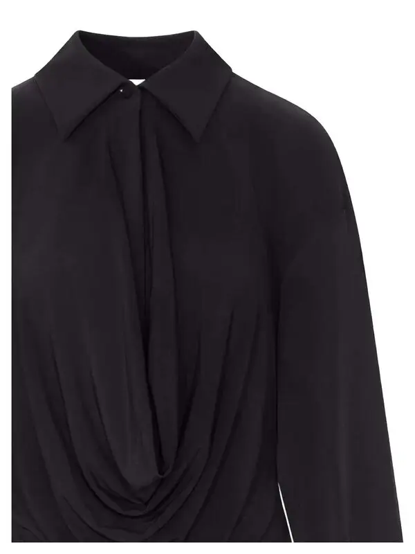 Andamane The Attico Lilia Draped Detail Pointed Collar Dress - Black