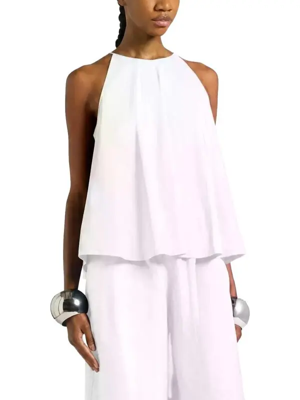 Liviana Conti Pleated Halterneck Top - White