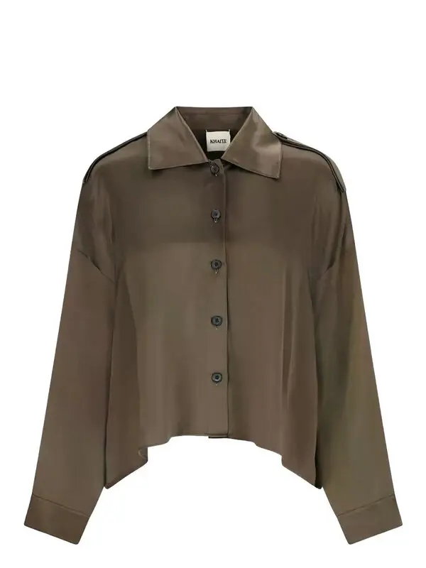 Khaite Bodine Epaulette Satin Shirt - Brown