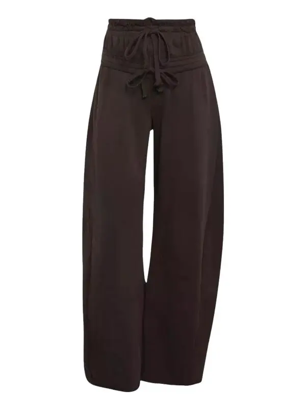 Adidas Drawstring Frayed Wide Leg Track Pants - Brown