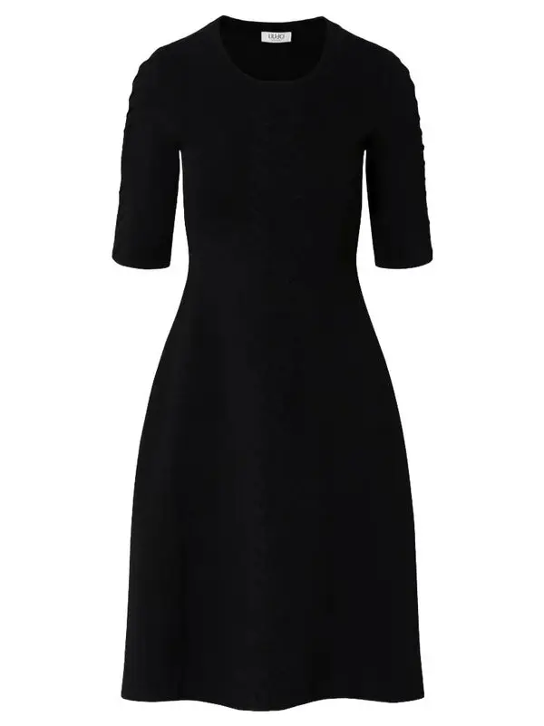 Liu Jo Knit Fit & Flare Dress With Crossover Sleeve Detail - Black