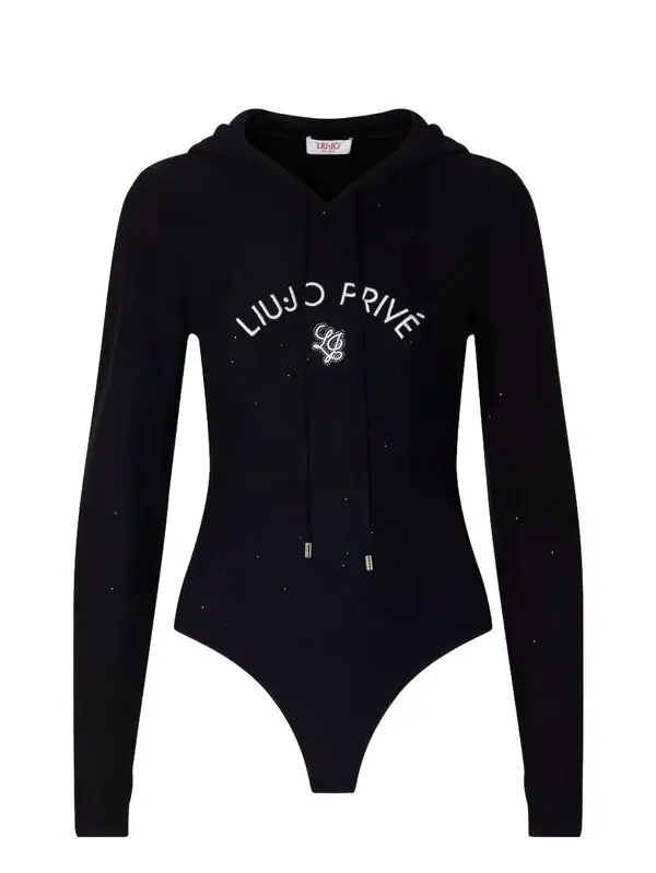 Liu Jo Knit Bodysuit With Hood And Sequins - Black