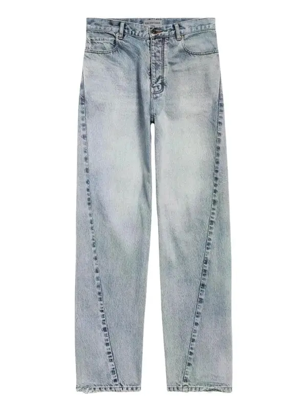 Balenciaga Faded Twisted-seam Jeans - Blue