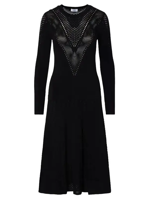 Liu Jo Knit Midi Dress With Lace Pattern - Black