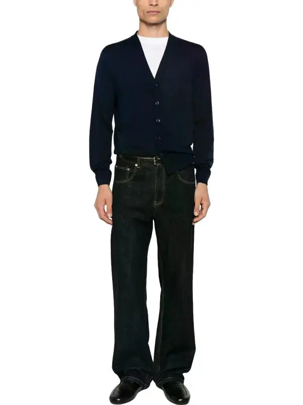 Canali Button-fastening V-neck Cardigan - Blue