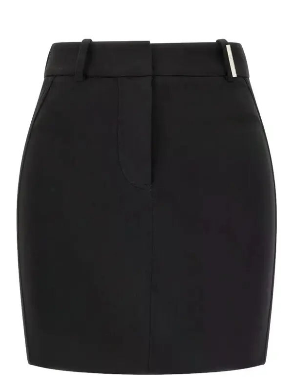 Attico Metal Plate Logo Embroidered Mini Skirt - Black