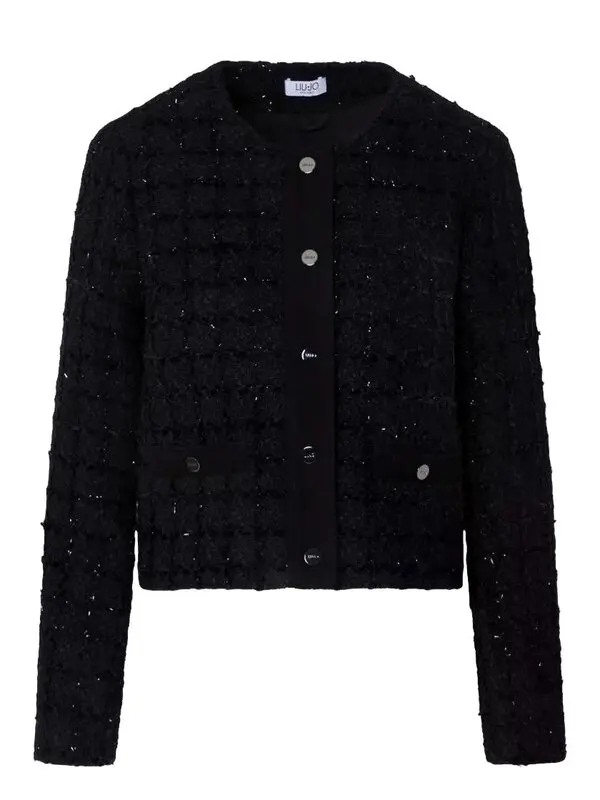 Liu Jo Bouclé Jacket With Lurex Threads - Black