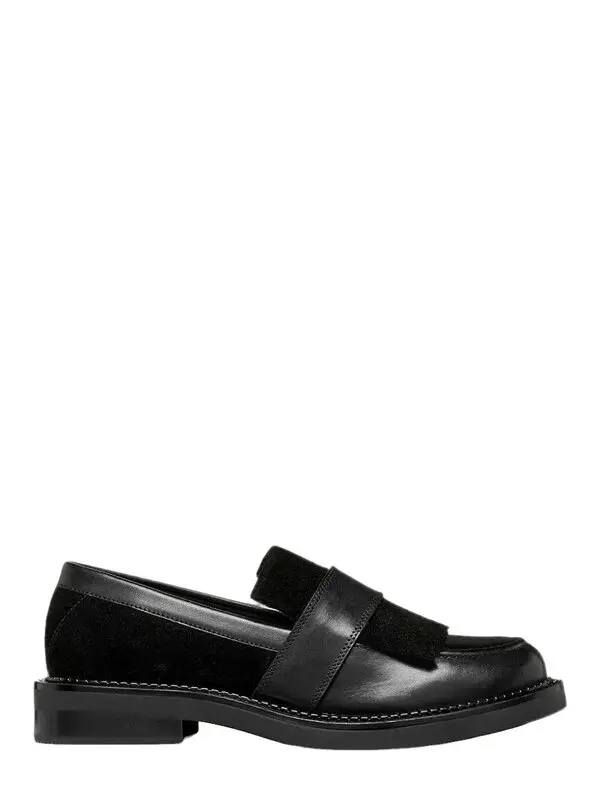 Geox Fringed Panelled Loafers - Black
