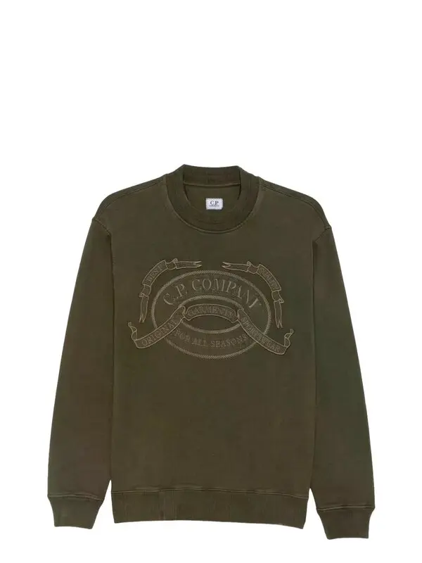 C.P. COMPANY Logo Embroidered Crew Neck Sweatshirt - Green