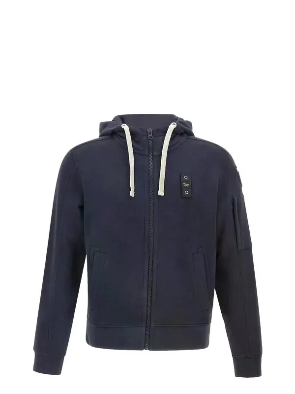 BLAUER. Logo Patch Zip-up Hoodie - Blue