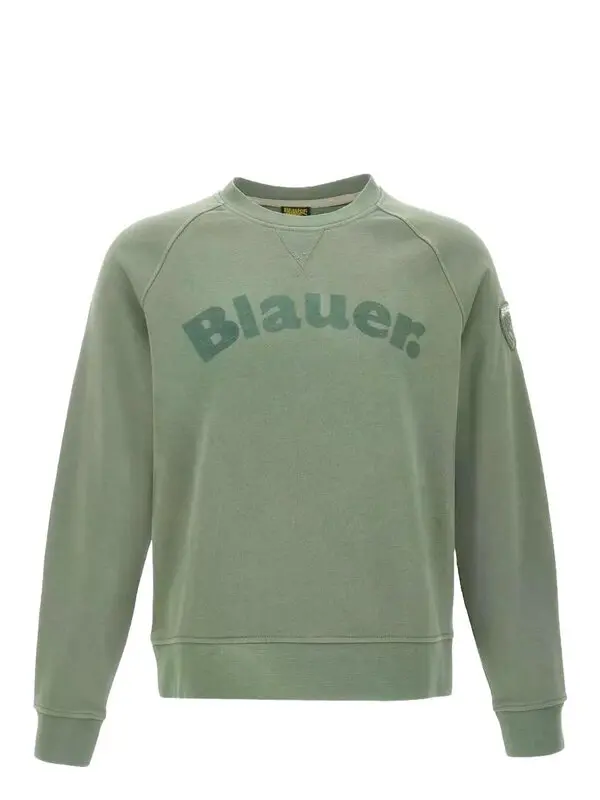 BLAUER. Logo Print Raglan Sleeve Sweater - Green